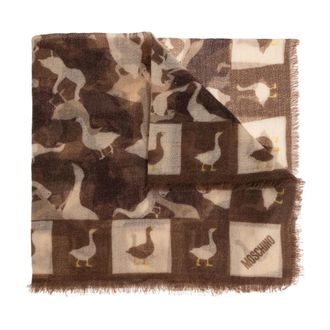 Moschino unisex, Accessoires, Brun, Taille: ONE Size Cashmere Scarf With Print