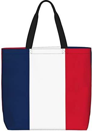 Generic Sac De Courses Drapeau De La France Femmes Sac &Agrave; Bandouli&egrave;re Personnaliser Avec Poign&eacute;es Sacs En Toile Pour Femmes, Pour &Eacute;cole, Voyage, Filles, Burea