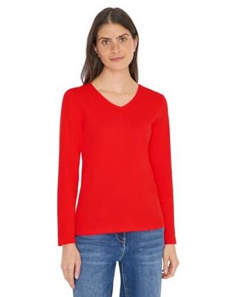 Cecil T-Shirt &agrave; Manches Longues et col en V Pumkin Orange M