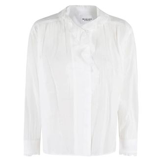 Isabel Marant Wei&szlig;e Baumwoll-Voile V-Ausschnitt Bluse - - Blouses & Shirts - Damen - Wei&szlig; - M