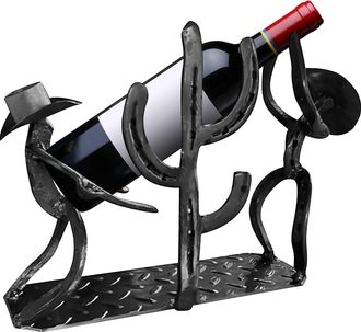 Generic Kleines Weinregal - Western Cowboy Stand Home Decor, Weinflaschenhalter f&uuml;r Whiskey, Metallkaktus Western Cowboy Organizer, f&uuml;r Getr&auml;nketheke, Bar, K&uuml;