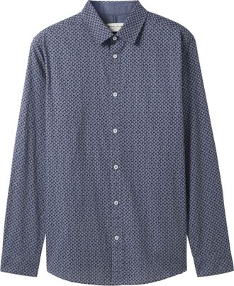 Tom Tailor Herren Regular Fit Hemd mit Muster, 36667 - Stormy Blue Fade Stripe Design, M