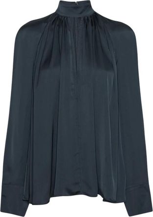 Rotate Rotate Birger Christensen, Femme, Blouses et Chemises, Bleu, Taille: 40 FR Blouse Satin&eacute;e &agrave;