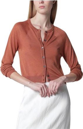 Roberto Collina Femme, Pulls, Brun, Taille: 40 FR Coreana Corta Cardigan