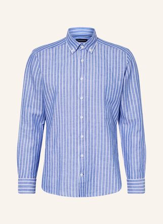 Strokesman's Strokesmans Hemd Regular Fit Mit Leinen blau