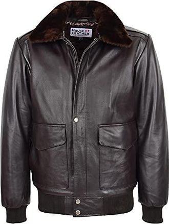 House Of Leather Blouson aviateur classique en cuir pour homme G-1 style aviateur Jarrod, marron, L