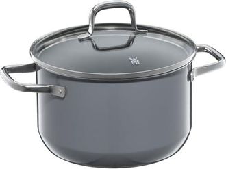 WMF Fusiontec Essential Kochtopf groß, 20 cm, Glasdeckel, Fleischtopf Induktion, 3,7l, High-Tech Keramik, kratzfest, unbeschichtet, grau, Made in Germany