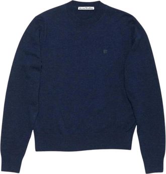 Acne Studios Homme, Pulls, Bleu, Taille: S Face Patch Crewneck