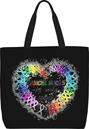 Generic Sac De Courses Luttez Contre Le Cancer En Toutes Couleurs : Rubans De Sensibilisation &Agrave; La Lutte Sac Tissu De Grande Capacit&eacute; R&eacute;utilisable Sacs &Agrave; Main