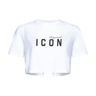 Dsquared2 Femme, Tops, Blanc, Taille: 40 FR Icon T-Chemises à Manches Courtes Fabriqués en Italie