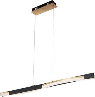 Fischer & Honsel Pendelleuchte, Bridge|schwarz/gold| L: 100 cm, B: 9 cm, A: 160 cm|Höheneinstellenbar|stufenlos dimmbar| Farbtemperatureinstellung| 1x LED 21 Watt 2700