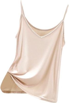 Generic D&eacute;bardeur basique pour femme - Gilet d&eacute;t&eacute; l&eacute;ger et &eacute;l&eacute;gant &agrave; bretelles - Col en V - Tunique Cami - Spaghetti - Sans manches - T-shirt sexy - L&eacute;ger - &Eacute;