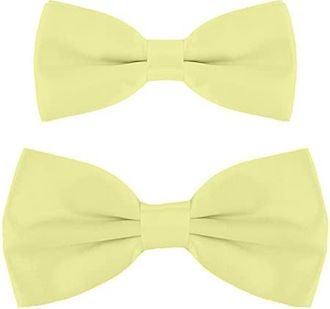 DonDon Ensemble de noeuds papillon père-fils en look partenaire, déjà attaché et ajustable - Jaune Clair