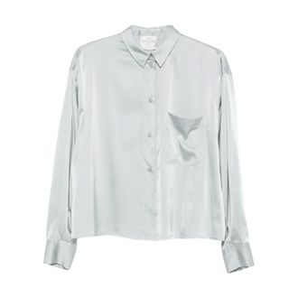 Forte_Forte Femme, Blouses et Chemises, Gris, Taille: 36 FR Chemise Grise &agrave; Manches Longues avec Boutons