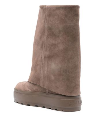 Casadei Suede Platform Boot - Taupe