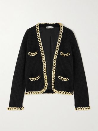 Tory Burch Kendra Cardigan Aus Waffelstrick Mit Ketten - Schwarz