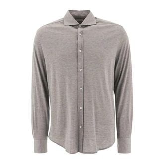 Brunello Cucinelli Homme, Chemises, Gris, Taille: 2XL Silk Shirt