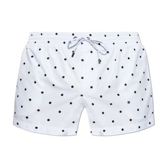 Dolce & Gabbana Homme, Maillots de bain, Blanc, Taille: 2XL Logo Swim Shorts