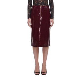 Self Portrait Jupe crayon midi en similicuir - Femme - Jupes - Violet - Taille: 36 FR