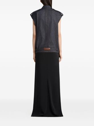 Courr&egrave;ges Denim Sleeveless Bomber Vest - Dark Blue