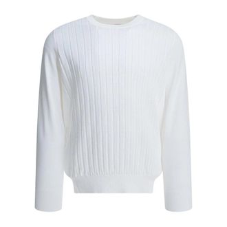 Brunello Cucinelli Baumwoll-Pullover mit Strukturrippstrick - - Knitwear - Herren - Wei&szlig; - XL