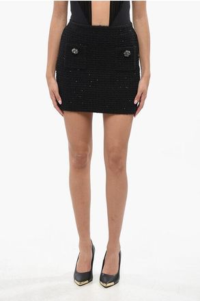 Self Portrait Knitted Miniskirt with Jewels Buttons size Xs