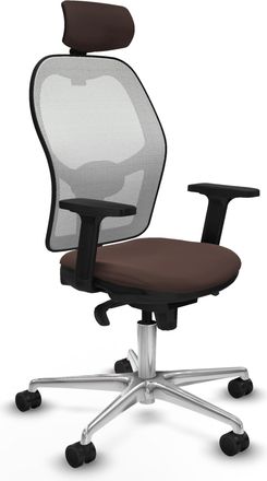 Piqueras y Crespo 24-Stunden-B&uuml;rostuhl mit 2D-Armen, h&ouml;henverstellbare Lendenwirbelst&uuml;tze und h&ouml;henverstellbares Kopfteil, Wei&szlig;/Dunkelbraun