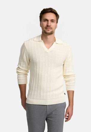 JEFF Strickpullover Herren JFTruman polo Pullover Herrenpullover Polostrick-Pullover mit Kragen und feiner Rippstruktur