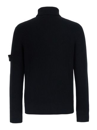Stone Island Mens Sweater High-Collar Wool Black Tops Top