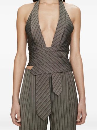 CHRISTOPHER ESBER haut ray&eacute; Reyer Tailored Tie - Gris