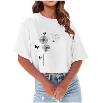 Generic Hauts courts d&eacute;t&eacute; &agrave; manches courtes pour femmes 2025 T-shirts amples d&eacute;contract&eacute;s col rond coupe ample pour sortir, demi-chemises graphiques, T-shirts