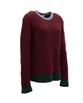 Valentino Garavani Womens Burgundy Ribbed Knit Sweater Clothing
