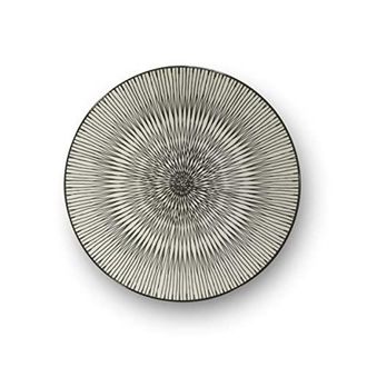 Medard De Noblat M&eacute;dard de Noblat - Assiette dessert - D20 cm - Hypnose - Gr&egrave;s - Lot de 6 - Cr&egrave;me et Noir
