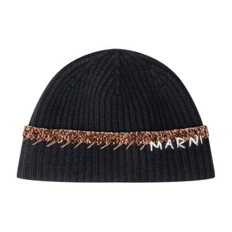 Marni Homme, Accessoires, Noir, Taille: L Ribbed Beanie