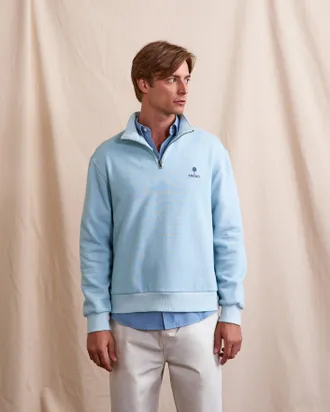 Faguo Sweat zipp&eacute; bleu coton bio