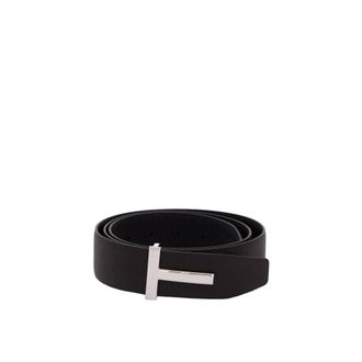 Tom Ford Homme, Accessoires, Brun, Taille: 85 CM Ceinture T Icon en cuir grain&eacute;