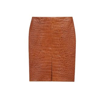 Saint Laurent Krokodil gepr&auml;gter Leder Bleistiftrock - - Skirts - Damen - Braun - M