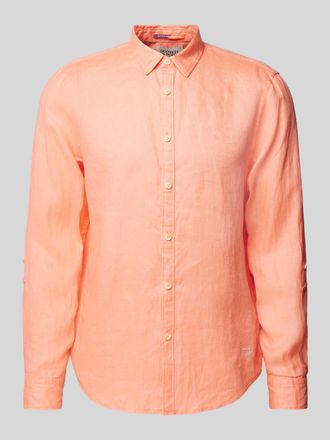 Scotch & Soda Regular Fit Leinenhemd mit Label-Stitching