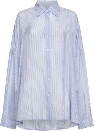 Dries Van Noten Femme, Blouses et Chemises, Bleu, Taille: 40 FR Chemise Oversize Ray&eacute;e
