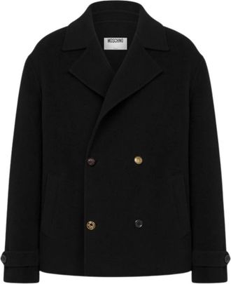 Moschino Homme, Manteaux, Noir, Taille: XL Laurel Crown Jacket