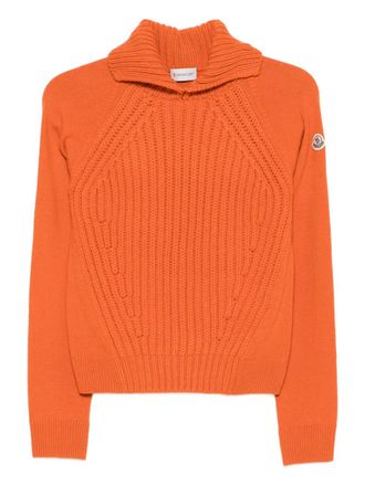 Moncler Rollkragenpullover mit Zopfmuster - Orange