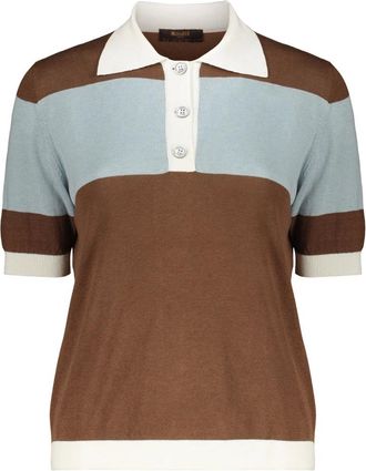 Moorer Femme, Tops, Multicolore, Taille: 36 FR Polo en maille ray&eacute;e
