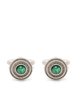 Roberto Cavalli boutons de manchette &agrave; d&eacute;tail de pierre semi-pr&eacute;cieuse - Argent