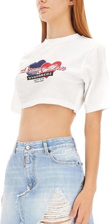Dsquared2 Cropped Fit Cotton T-Shirt - White