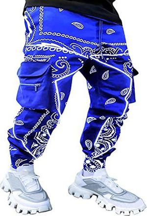 Onsoyours Hommes Pantalon Cargo Pantalon De Travail Casual Pantalon Multi Poche Cargo Sports De Combat Pantalons en Coton pour Home A Bleu M