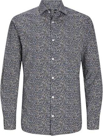 Jack & Jones Jprblablackpool Ls Aw24 Sn T-Shirt Stretch Chemise de Loisirs, Night Sky/Fit : Slim fit, L Homme