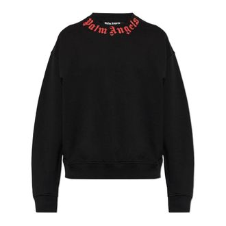 Palm Angels Neck Logo Sweatshirt - - Sweatshirts & Hoodies - Herren - Schwarzk - XL