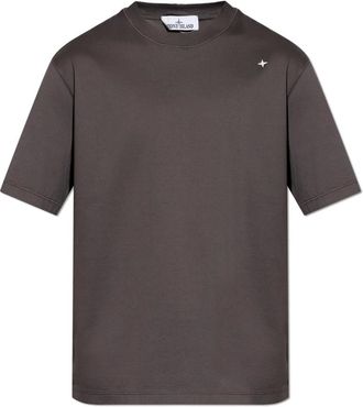 Stone Island Homme, Tops, Gris, Taille: XL Embroidered Logo T-Shirt