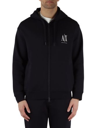 A|X Armani Exchange Herren Icon Project Emboidered Logo Full Zip Hooded Sweatshirt, Dunkles Marineblau, L