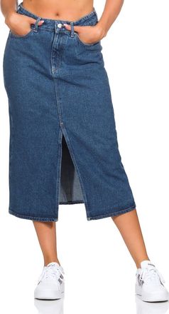 Only Damen Midi Jeans Rock ONLBianca Damenrock mit Schlitz 15319268 Medium Blue Denim XS